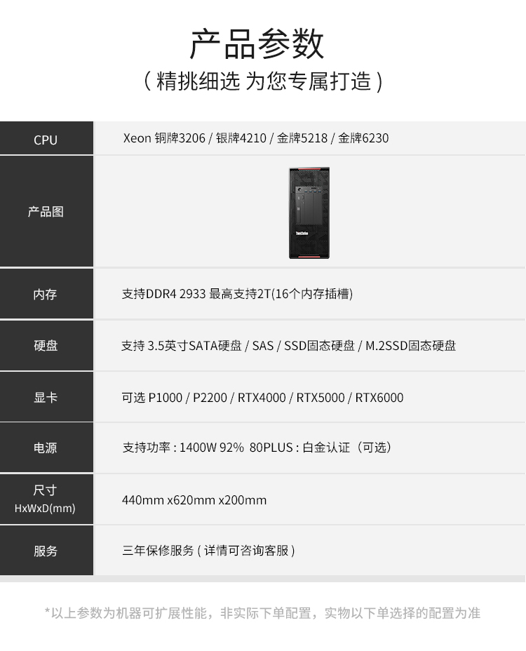 联想ThinkStation P920图形工作站主机台式机电脑 深度学习设计渲染支持win7 定制 2*5218 32核/RTX5000 ...